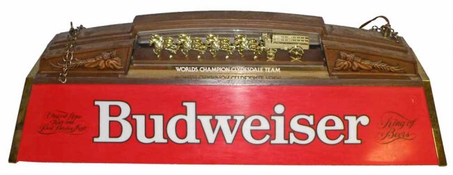 HANGING BUDWEISER POOL TABLE LIGHT : Lot 37
