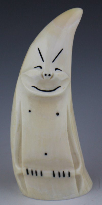 ALASKAN CARVED BILLIKEN WHALES TOOTH : Lot 34294