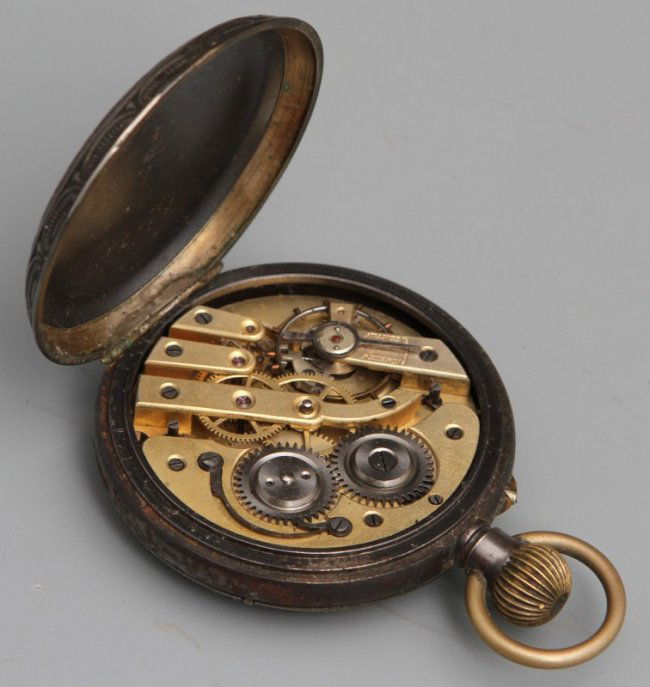 ACIER GARANTI GUNMETAL MOONPHASE POCKET WATCH : Lot 40580