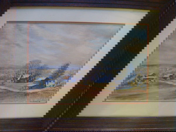 9: KENNETH HARRIS Original Landscape Watercolor, Framed : Lot 9