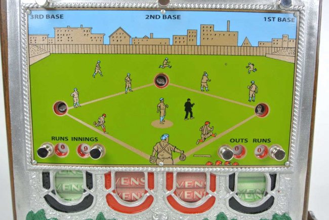 1929 MILLS BASEBALL NICKEL SLOT MACHINE : Lot 143