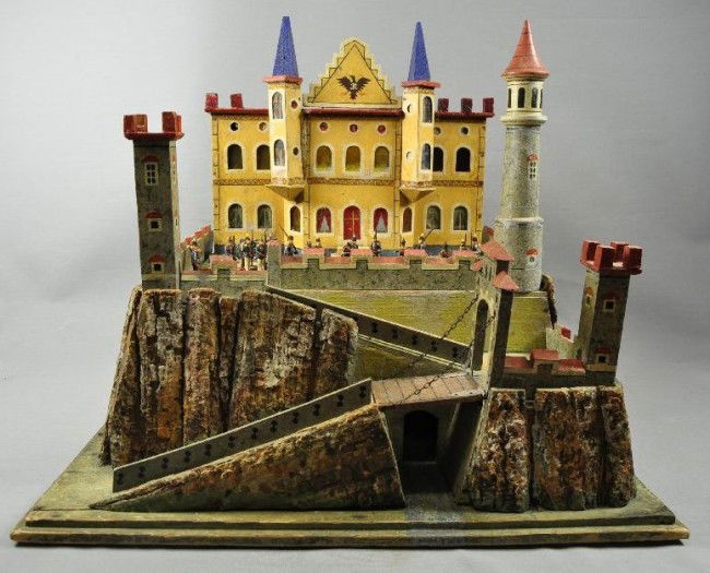 575: Beautiful Old Toy Castle, handmade of wood : Lot 575