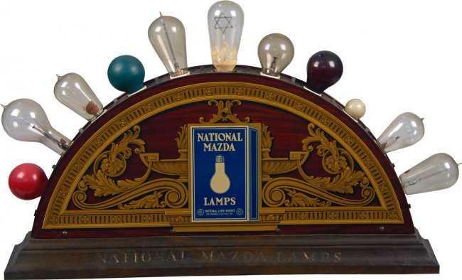 National Mazda Lamps Double-Sided Light-Up Tin Display