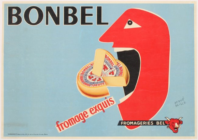 Original 1950s French Bonbel Cheese Poster HERVE BAILLE : Lot 3