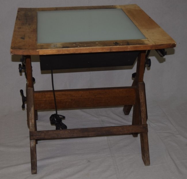 Hamilton Industrial Drafting Table w/ Light Box : Lot 129