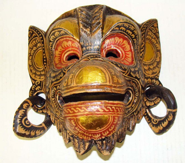 Nepal Chinese Wood Ceremonial Monkey Mask Wall Hanging : Lot 3523