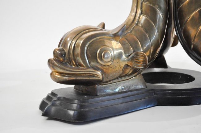 PAIR OF MAITLAND SMITH BRASS KOI FISH TABLE BASES : Lot 32