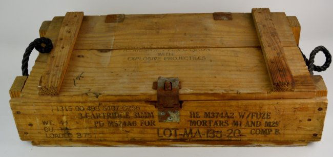 Early Large Wooden Mortar Ammo Crate : Lot 121