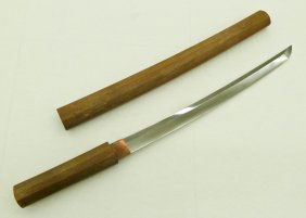 WWII Japanese Wakizashi Shoto Short Sword with Wood Sca : Lot 247