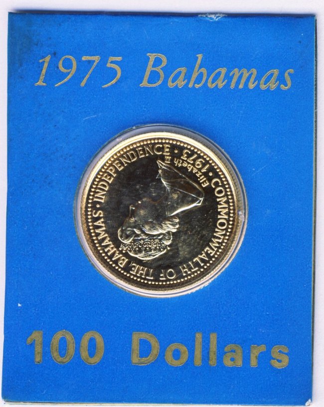 1975 $100 BAHAMAS GOLD COIN : Lot 119