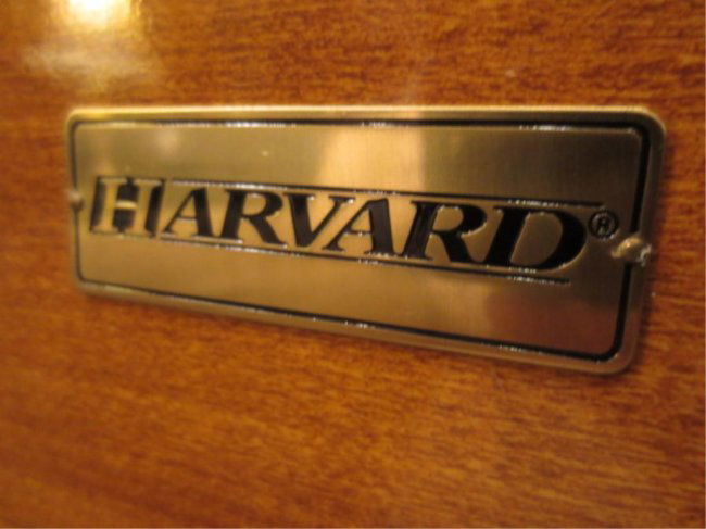 HARVARD POOL TABLE, INCLUDES BALLS, CUE RACK WITH CLOCK : Lot 23