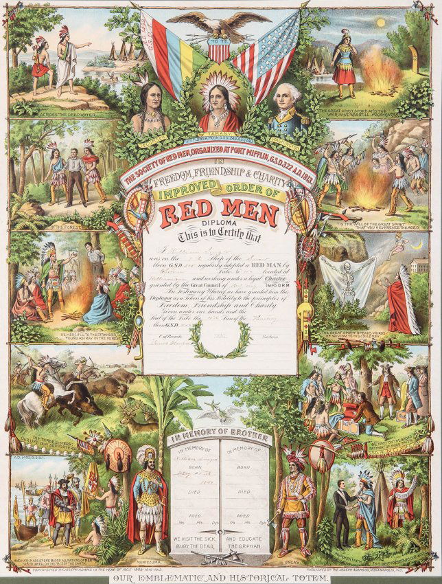 Framed Improved Order Of Red Men Totem Certificate : Lot 7