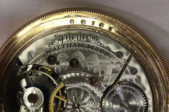 Lg Size Waltham Pocket Watch, case signed J. Boss 14K : Lot 186A