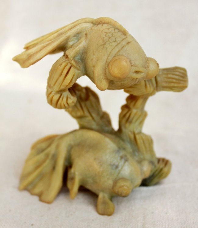 Chinese Carved Jade Koi Fish Sculpture : Lot 73