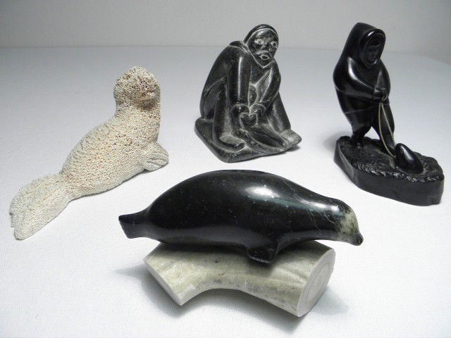 333: ASSORTED INUIT ESKIMO CARVINGS: WHALE BONE MARROW : Lot 333