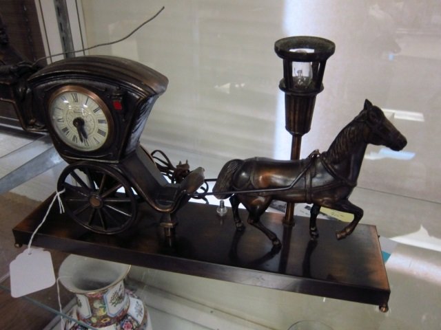 UNITED STAGECOACH & HORSE CLOCK & LIGHT CAST METAL, : Lot 13