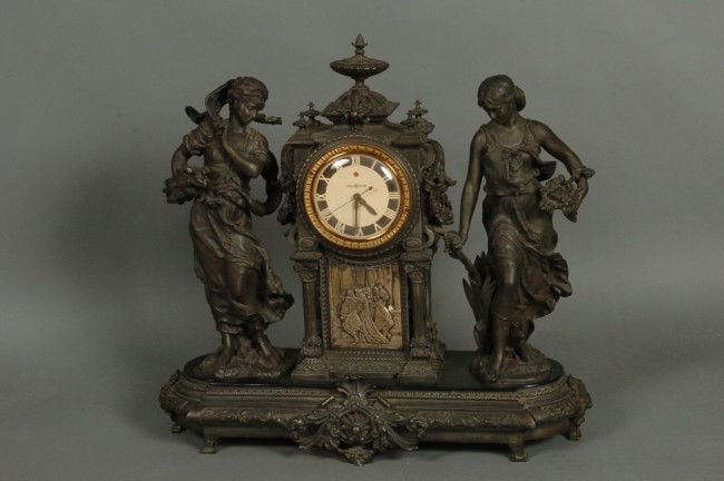 ANSONIA 'SUMMER & WINTER' DOUBLE STATUE CLOCK : Lot 50A
