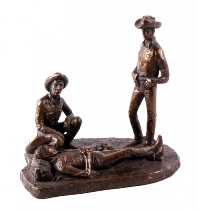 Bronzed Cowboy Sculpture by Austin Productions Thi : Lot 436