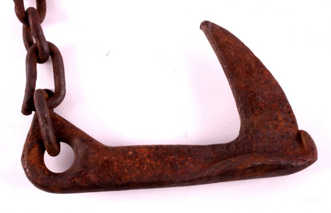 Antique Logging Dog Hooks with Chain This is a set : Lot 383