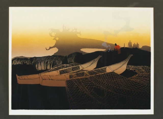Elton Bennett Signed Lithograph, Boat Scene : Lot 89