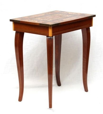 ITALIAN WOODEN INLAY REUGE MUSIC BOX TABLE : Lot 316