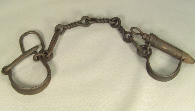 1700/1800s SLAVE TRADE Shackles Handcuffs Hammered Iron : Lot 466