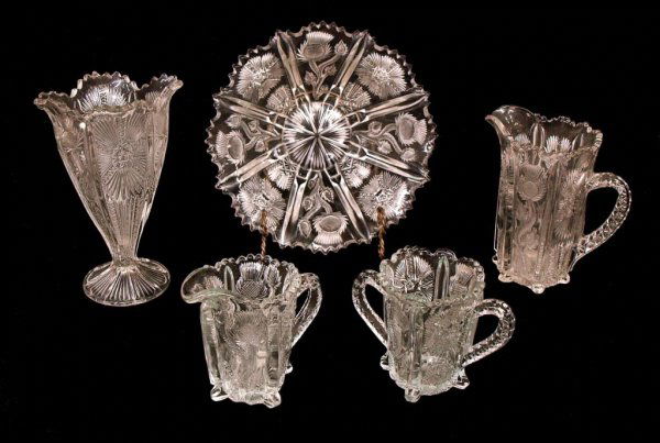 ANTIQUE HIGBEE PANELED THISTLE PRESSED GLASSWARE : Lot 44