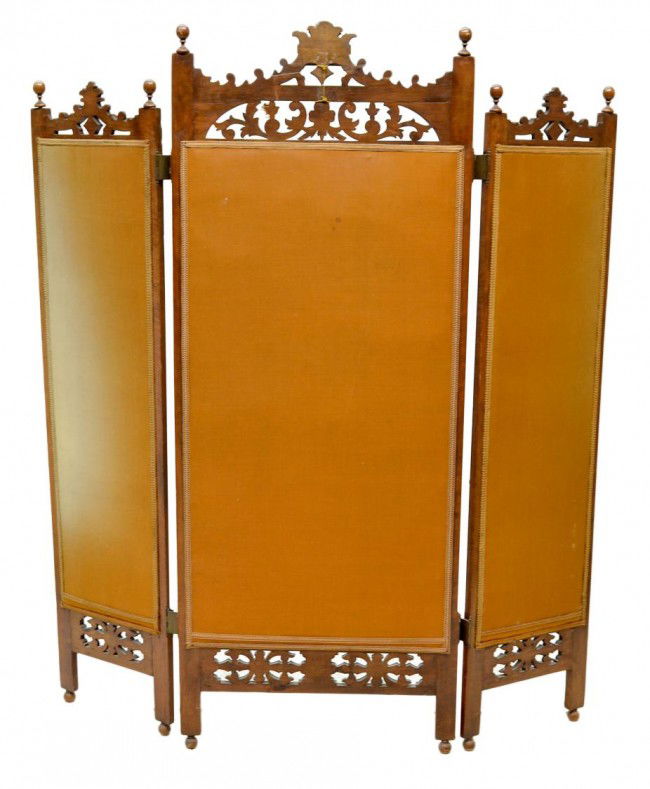 657: VICTORIAN DRESSING SCREEN, ARTIST SIGNED PAINTING : Lot 657