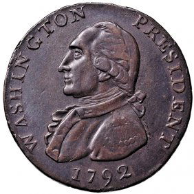1792 Washington President Pattern 1¢ Lg Eagle w/ Stars : Lot 350