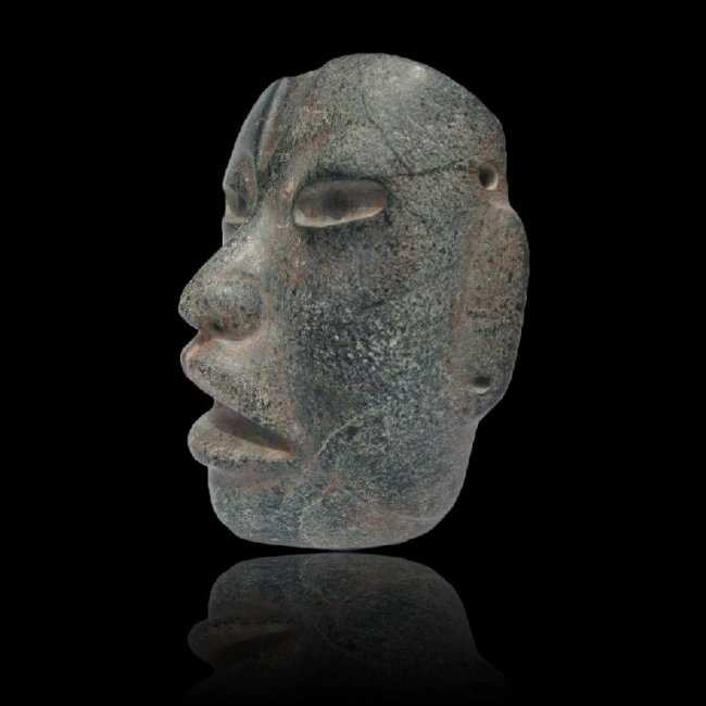 Large Pre-columbian Olmec Serpentine Shamans Mask : Lot 40