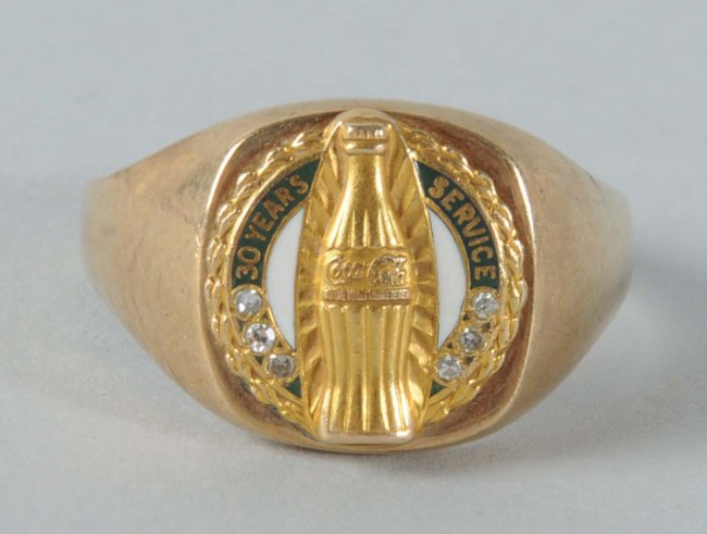 Coca-Cola 30 Year 10 Karat Gold Service Ring. : Lot 852