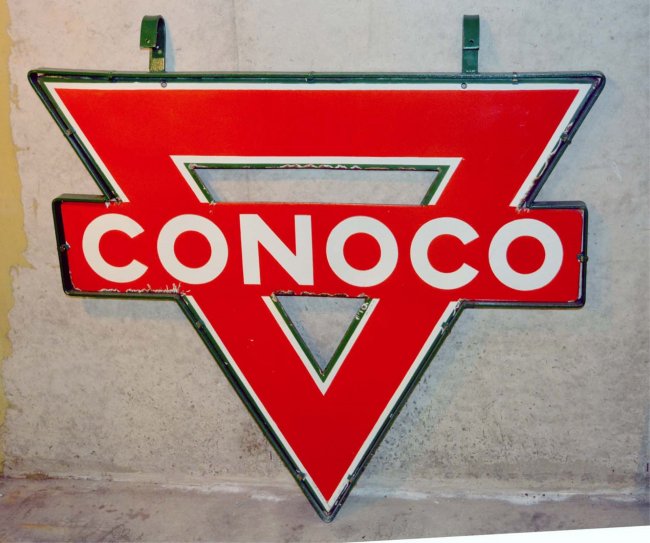 Conoco Triangle Double-Sided Porcelain Sign. : Lot 385
