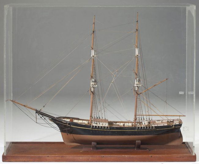 Wooden Ship Model of a 19th Century Brig : Lot 287