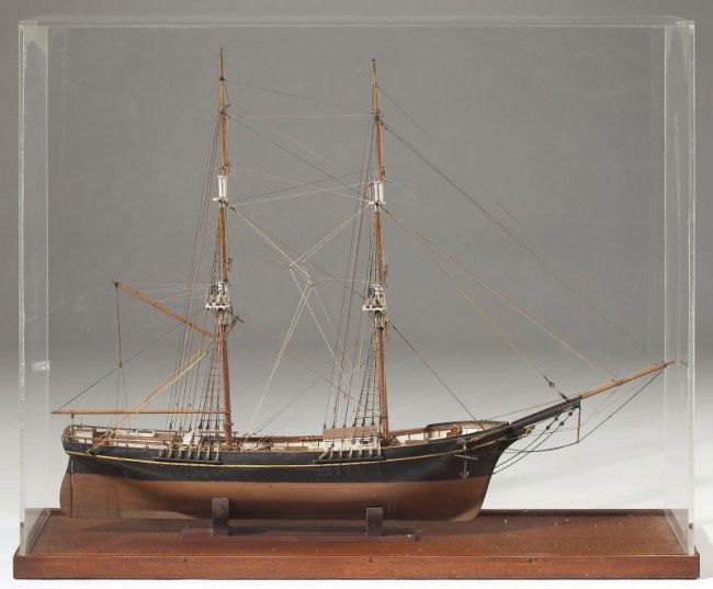Wooden Ship Model of a 19th Century Brig : Lot 287