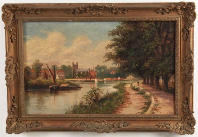 J. LEWIS, OIL ON CANVAS EUROPEAN LANDSCAPE PAINTING : Lot 416