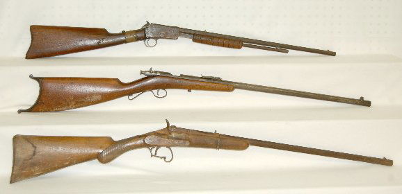 240G: 3 Antique 22 Caliber Rifles, Springfield, + : Lot 240G