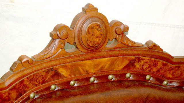 Victorian Walnut Platform Rocking Chair, Leather : Lot 40F