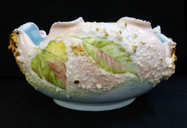 Lotus Ware American Belleek Rustic Twig Handle 13" Bowl : Lot 88