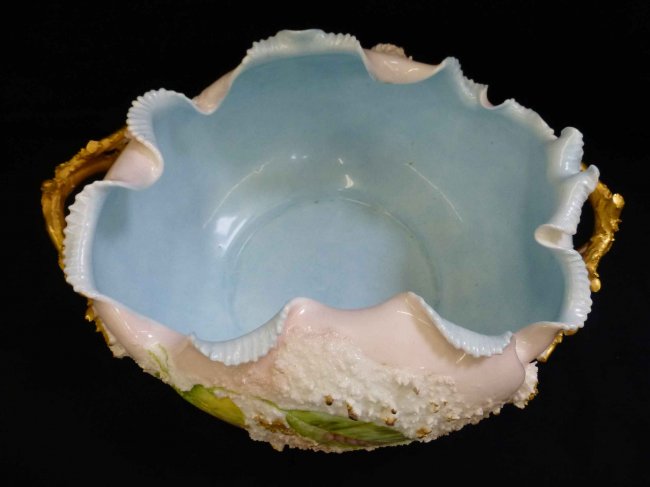 Lotus Ware American Belleek Rustic Twig Handle 13" Bowl : Lot 88