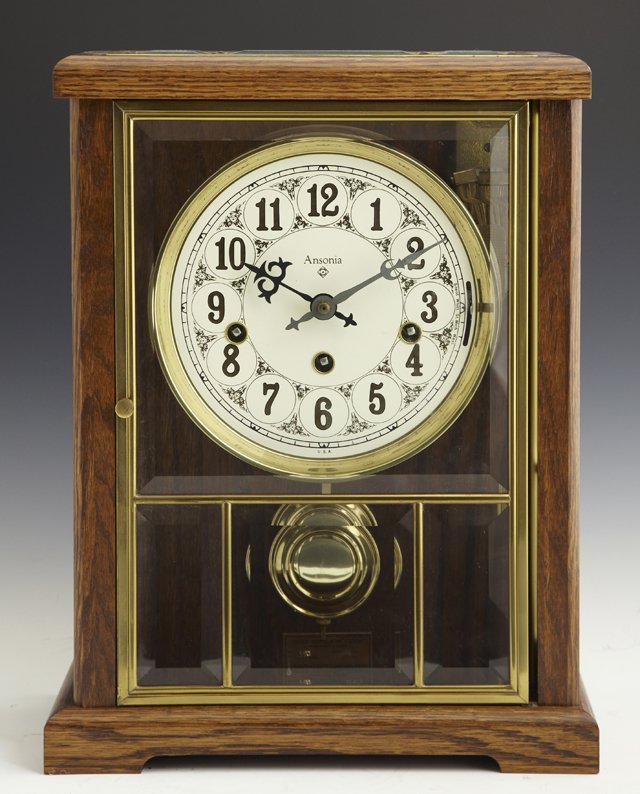 Unusual Carved Oak "Gold Medallion" Mantel Clock, 20th : Lot 319