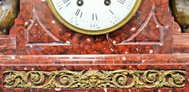 TIFFANY&CO LARGE BRONZE ANTIQUE ROUGE MARBLE CLOCK : Lot 8
