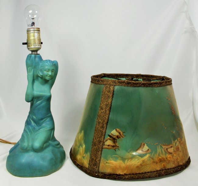 VAN BRIGGLE LAMP DAMSEL OF DAMASCUS : Lot 176