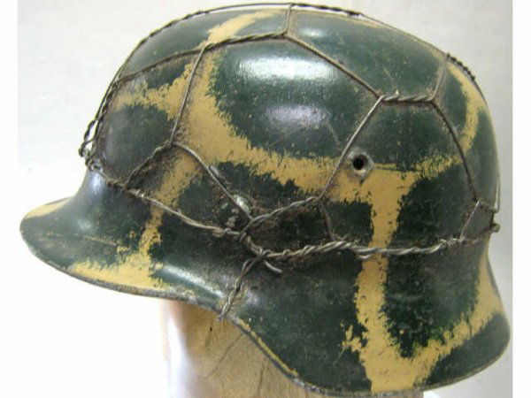 GERMAN WWII WW2 M40 CAMO WIRE HELMET STAHLHELM ET : Lot 42282