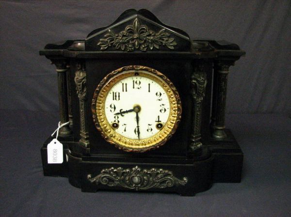 8038: ANSONIA METAL CASE MANTLE CLOCK PATENTED 1882 : Lot 8038