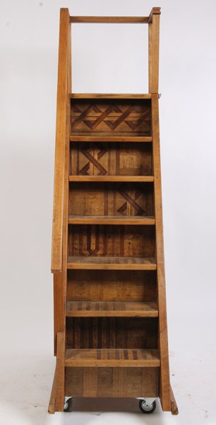 500: 7 STEP OAK SET PORTABLE LIBRARY STAIRS : Lot 500