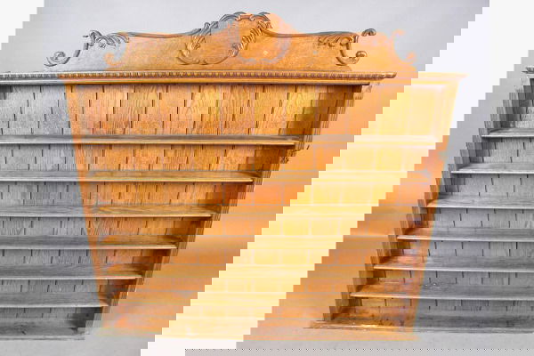 50136022: 3 STATION OAK BARBER SHOP BACK BAR COMPLETE W : Lot 50136022