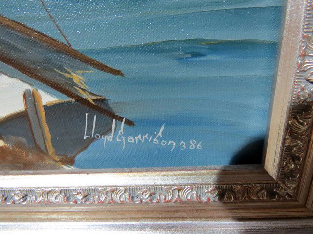 LLOYD GARRISON COLONIAL BOSTON HARBOR SCENE PAINTING : Lot 506