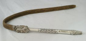 2040: Unusual Indian Silver Elephant Whip, handle with : Lot 2040