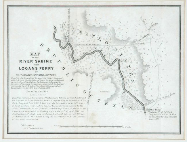 A MAP, "RIVER SABINE FROM ITS MOUTH ON THE GULF OF : Lot 107