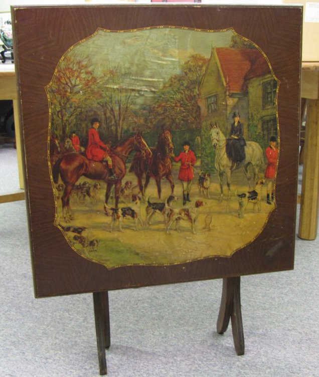 Vintage Folding Card Table, Hunt Scene : Lot 355
